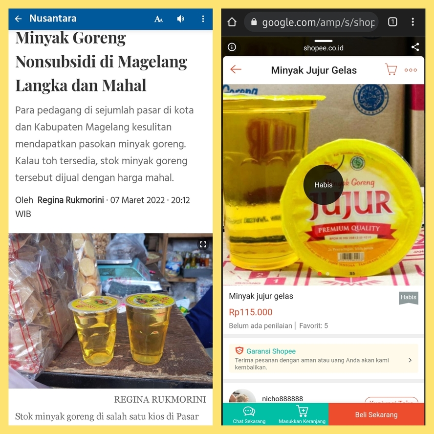 Maka Minyak Goreng Kemasan Cup 220 Ml Pun Langka Karena Ini Soal Migor
